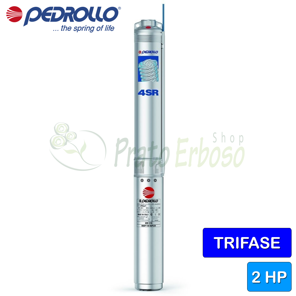 4SR 1/39 S-PS - 2 HP three-phase submersible electric pump - Pedrollo