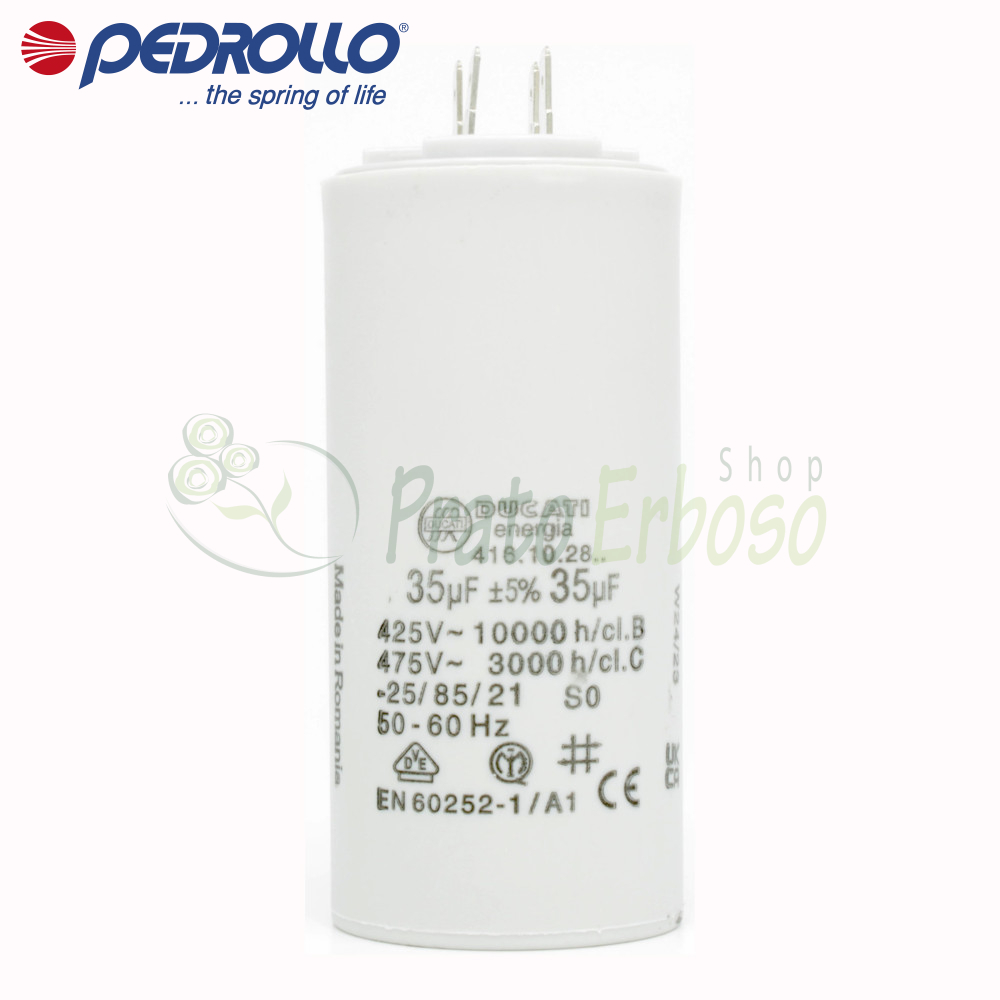 35 FC - 35 micro farad 450 VL capacitor - Pedrollo