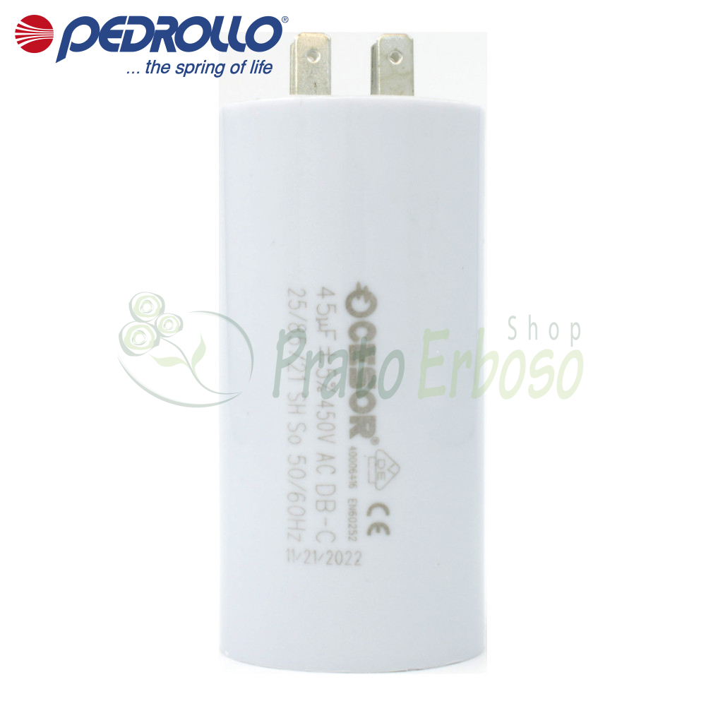 45 F - 45 micro farad 450 VL capacitor - Pedrollo