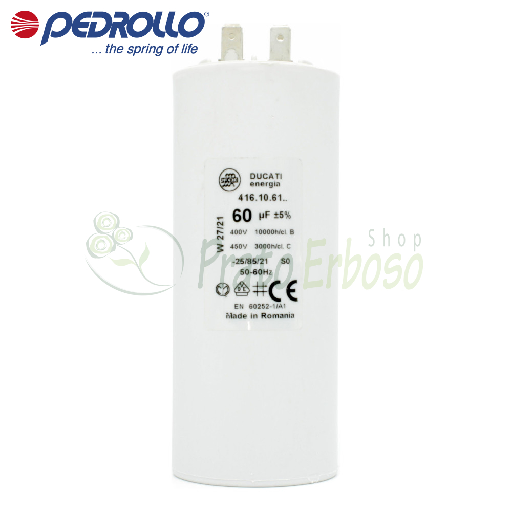 60 F - 60 micro farad 450 VL capacitor - Pedrollo