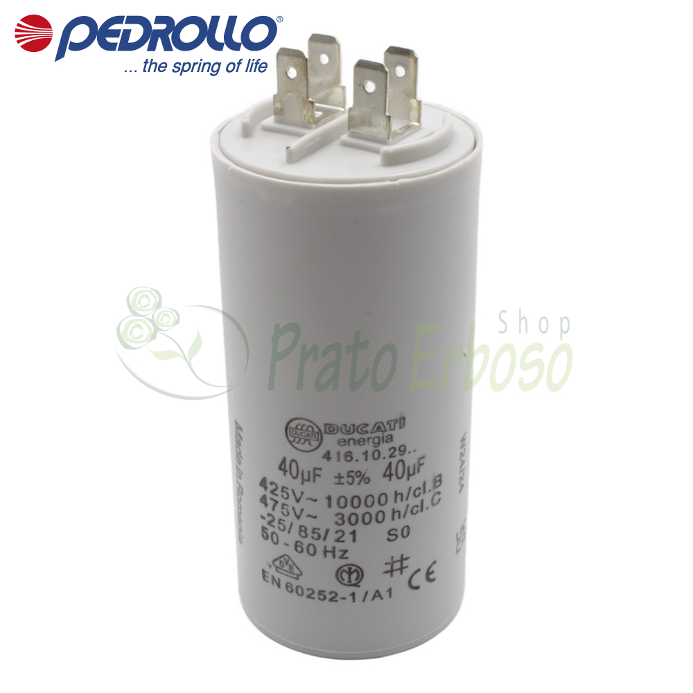 40 F - 40 micro farad 450 VL capacitor - Pedrollo