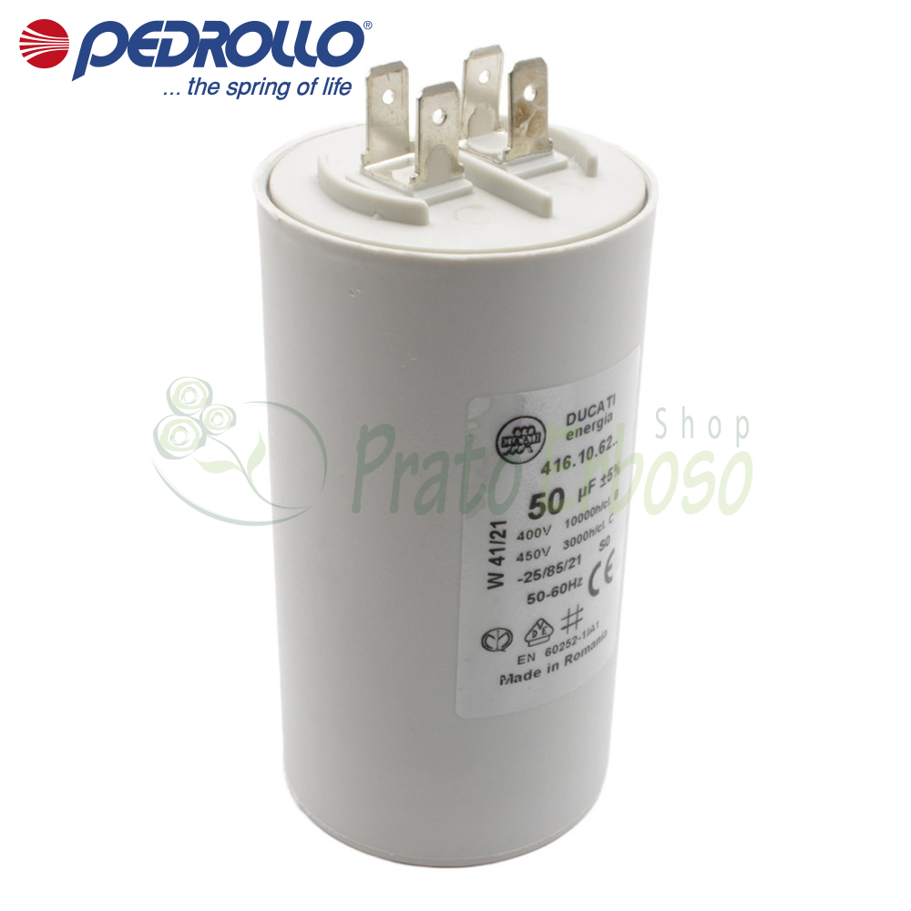 Condensateur 50 F - 50 micro farad 450 VL - Pedrollo