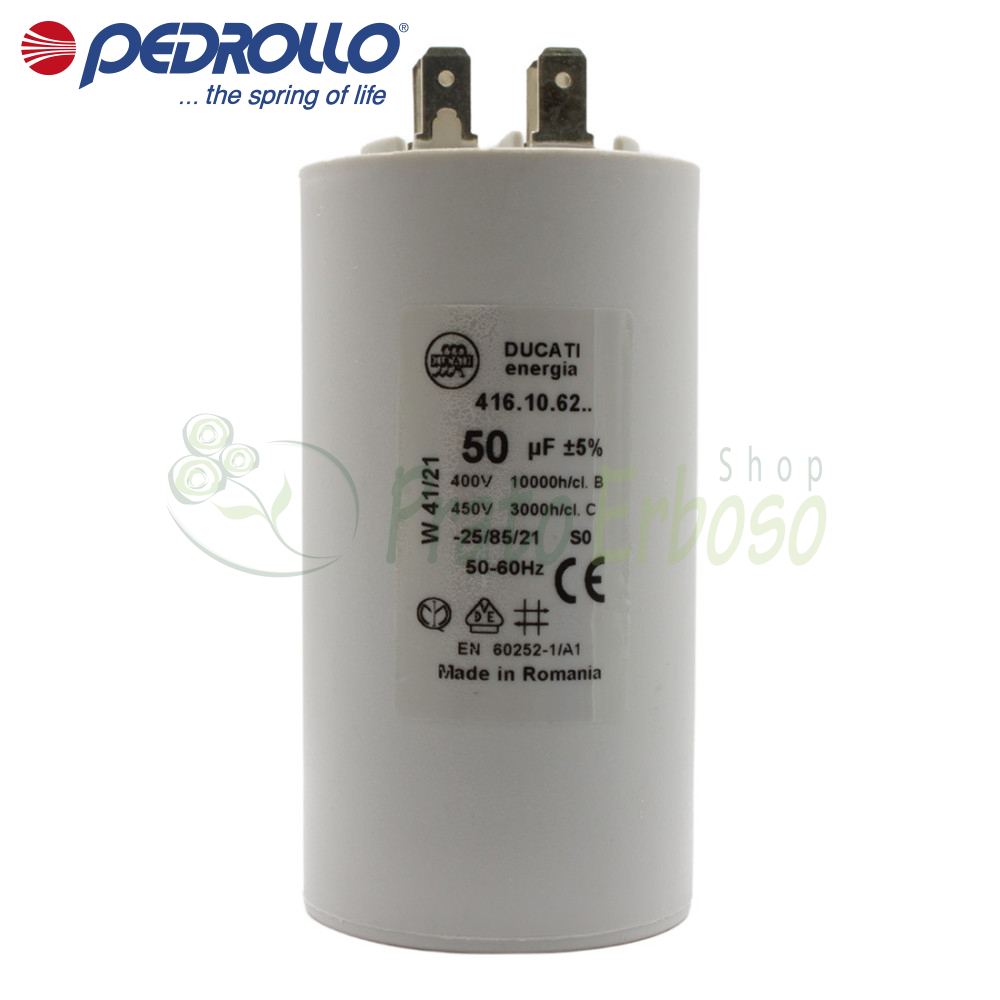 50 F - 50 micro farad 450 VL condensator - Pedrollo