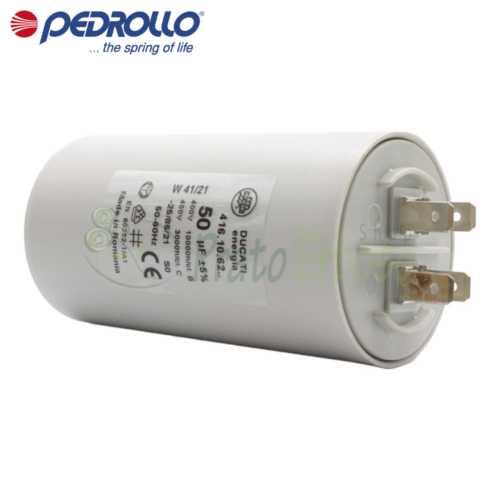 Condensateur 50 F - 50 micro farad 450 VL - Pedrollo