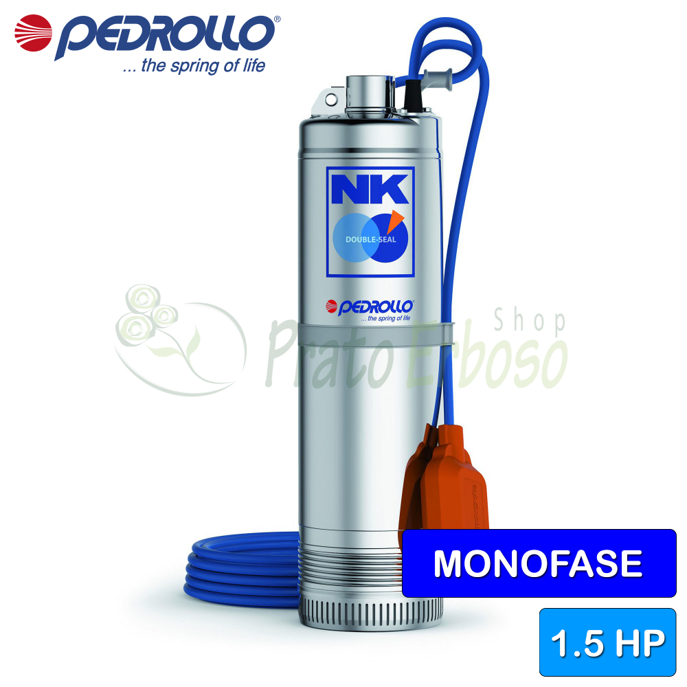 NKm 4/5-GE (10m) - Single-phase submersible electric pump with float switch 1.5 HP - Pedrollo