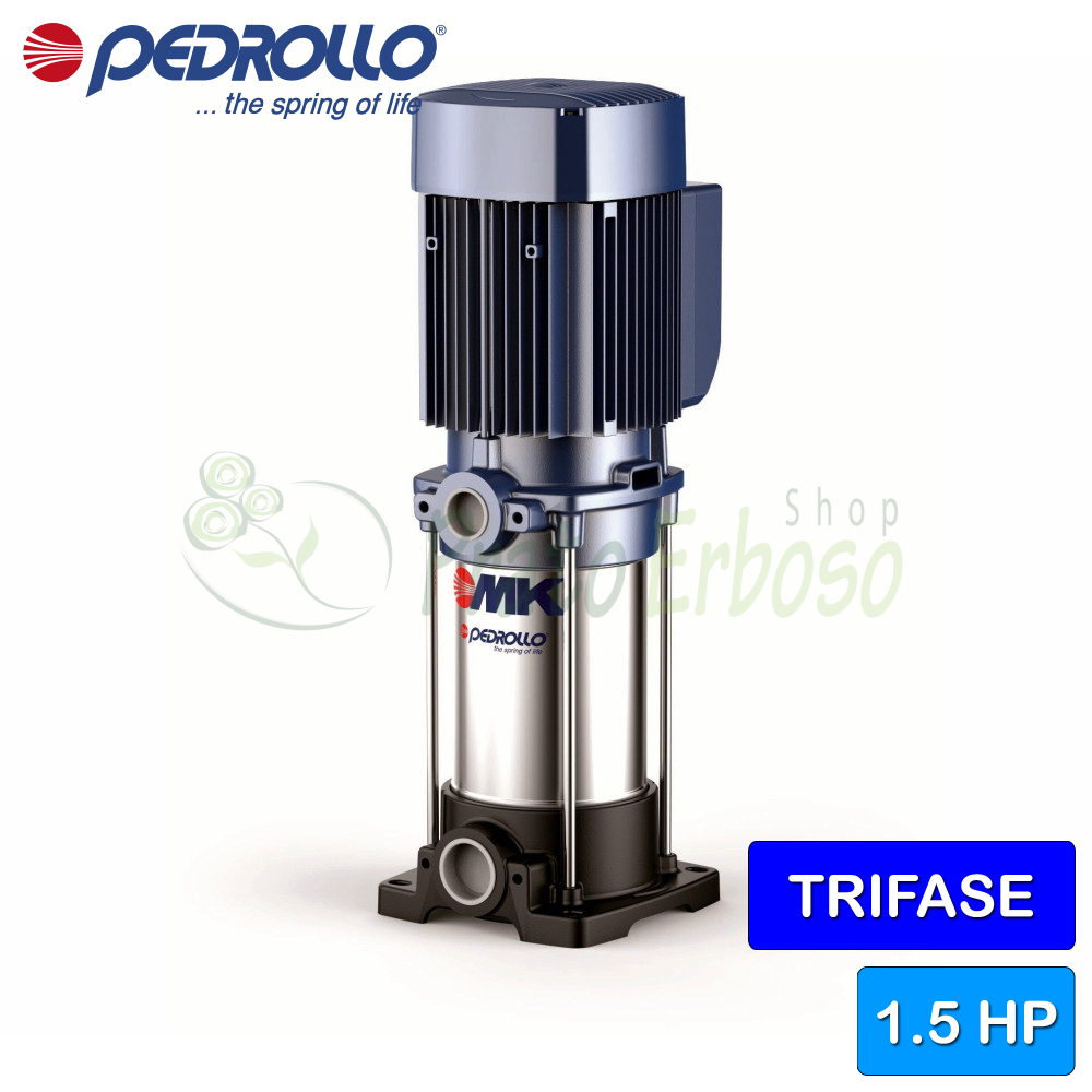 MK 8/4 - Pompe électrique multicellulaire verticale triphasée 2 CV - Pedrollo
