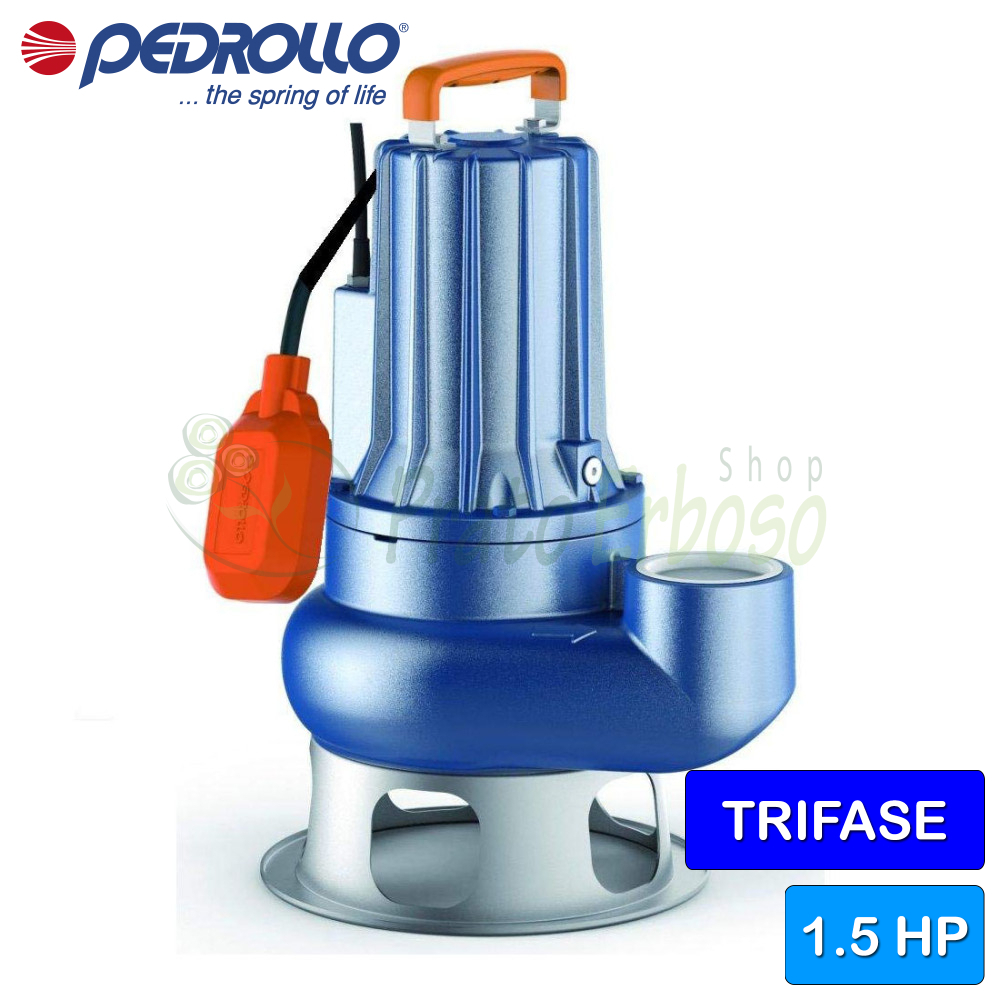 VXC 15/50 - Bomba eléctrica VORTEX trifásica de 1,5 HP para aguas residuales