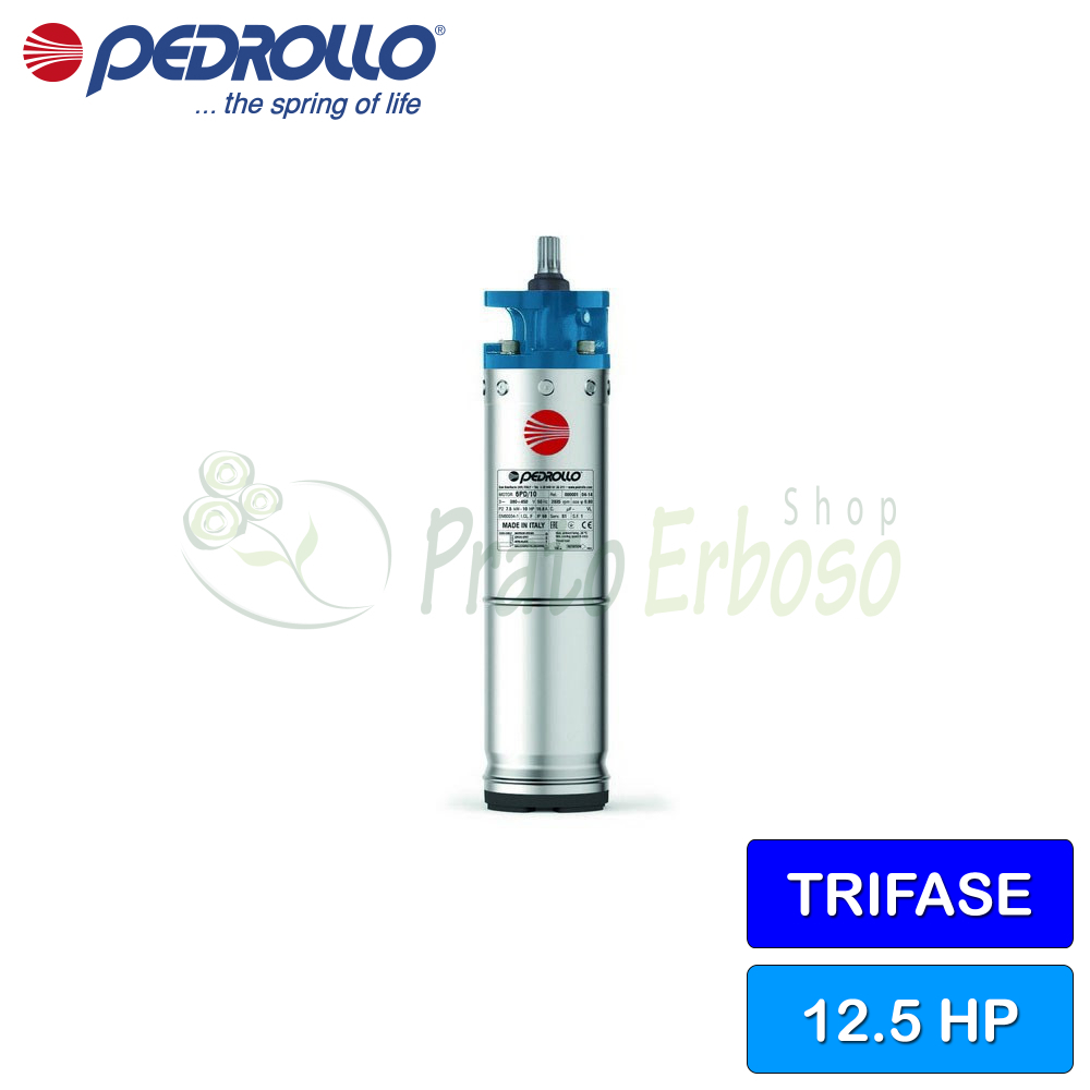 6PD/12.5 - 6" 12.5 HP three-phase rewindable motor - Pedrollo