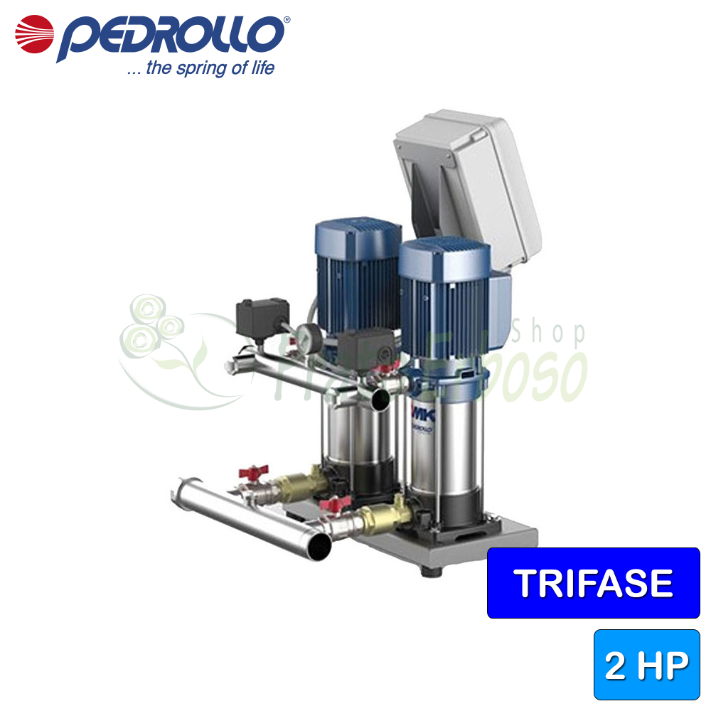 CB2 - MK 3/3 - Grupo de presión trifásico 2x1 HP - Pedrollo
