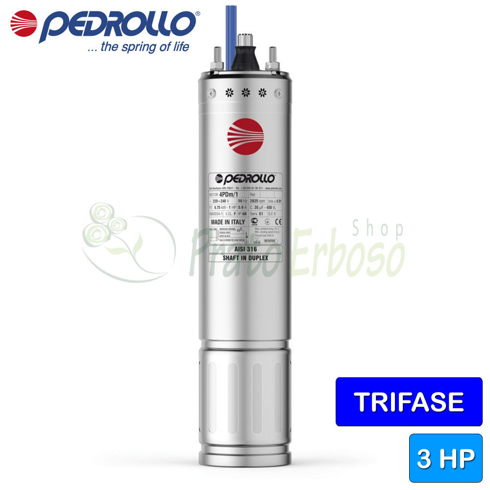4PD/3 - Motor rebobinable trifásico 230 V 4" 3 HP - Pedrollo