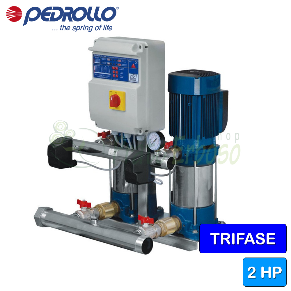 CB2 - MK 3/3 - 2x1 HP three-phase pressure group - Pedrollo