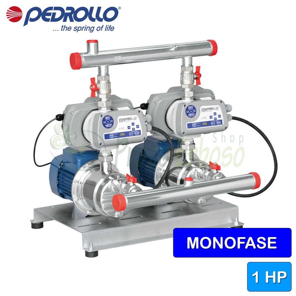 GP2Wm - 5CR 80 - Grupo de presión monofásico 2x1 HP - Pedrollo